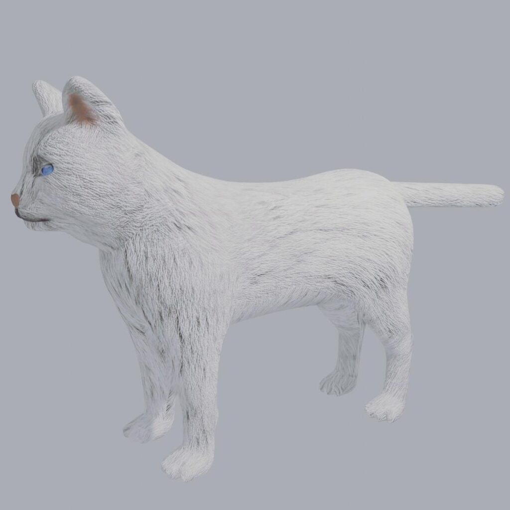 White Cat 3D Model Rigged and Low Poly - Team 3d Yard