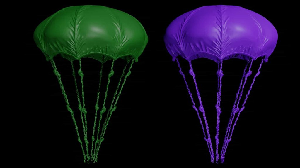 Parachute 3d model Low Poly AR 3D Model - Team 3d Yard