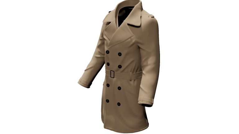 Trench coat 3d model Low Poly AR 3D Model - Team 3d Yard