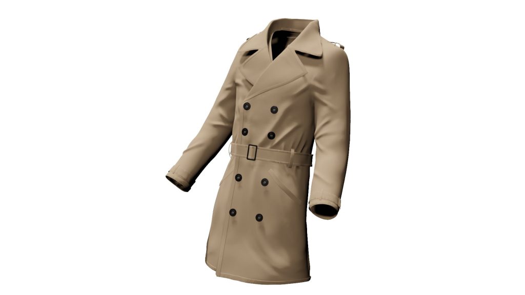 Trench coat 3d model Low Poly AR 3D Model - Team 3d Yard